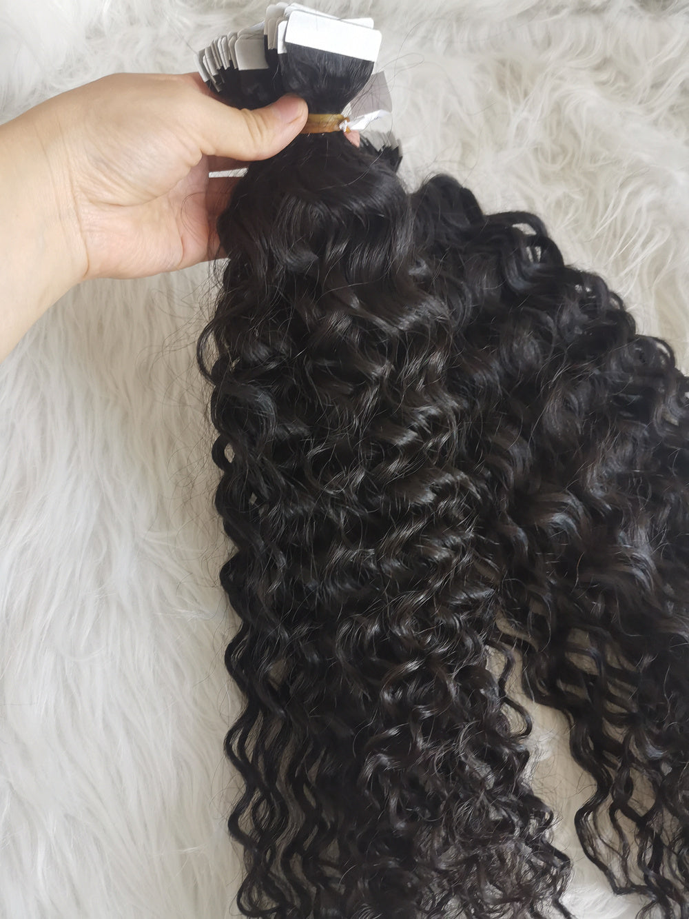 Clytie raw curly tape ins extension real one donor human hair tape ext ...